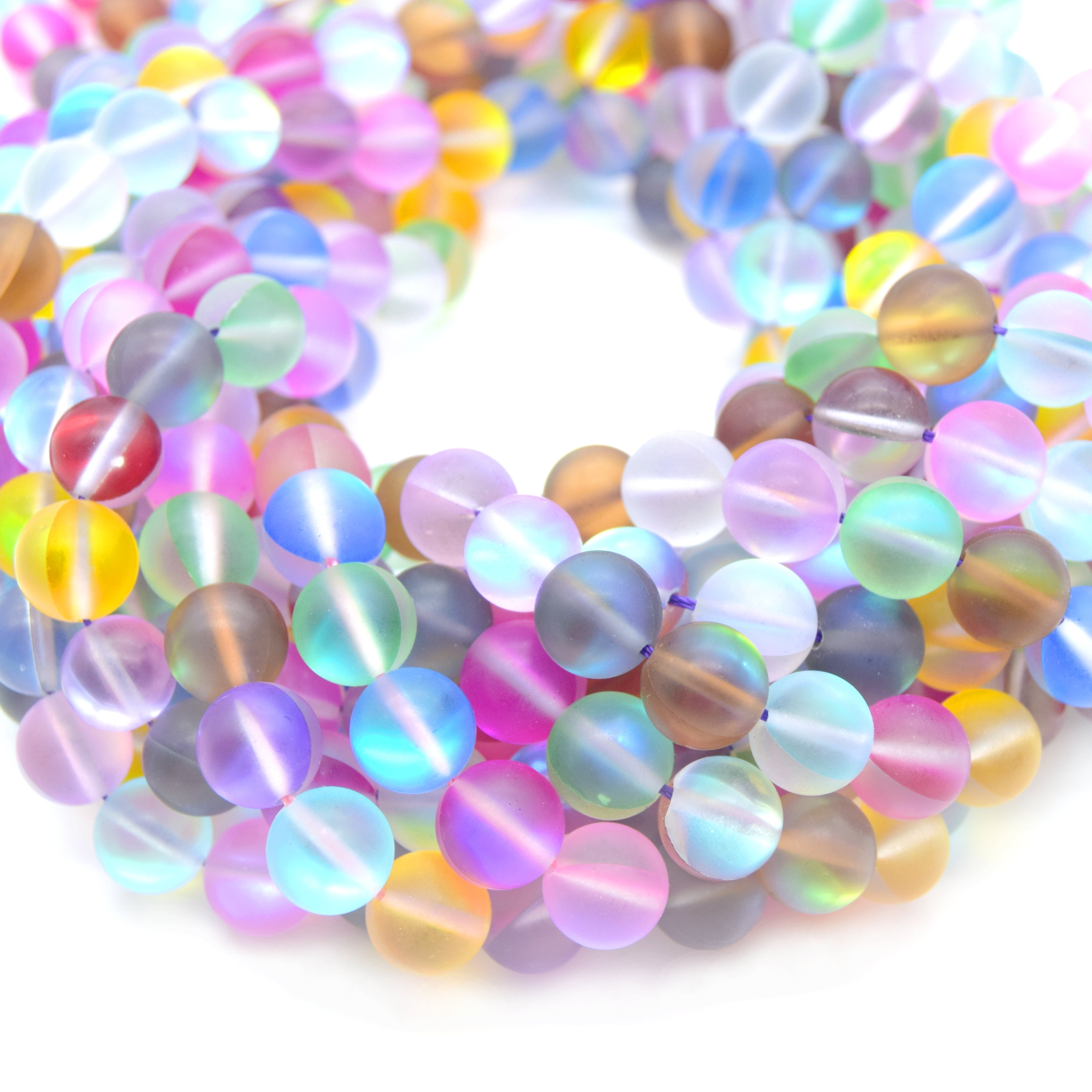 Synthetic Moonstone Beads Mystic Aura Quartz Beads Rainbow | Etsy