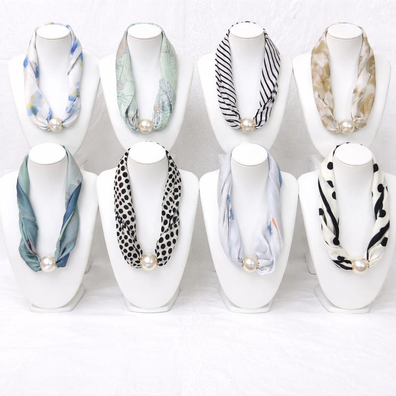 Silk Scarf Pearl Necklace - Etsy