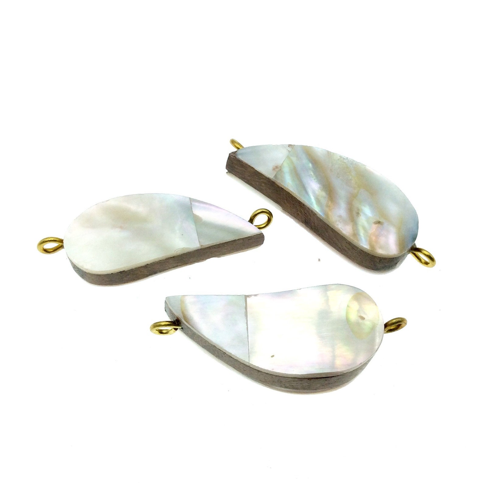 Iridescent White Curved Teardrop Shaped Natural Shell Focal - Etsy