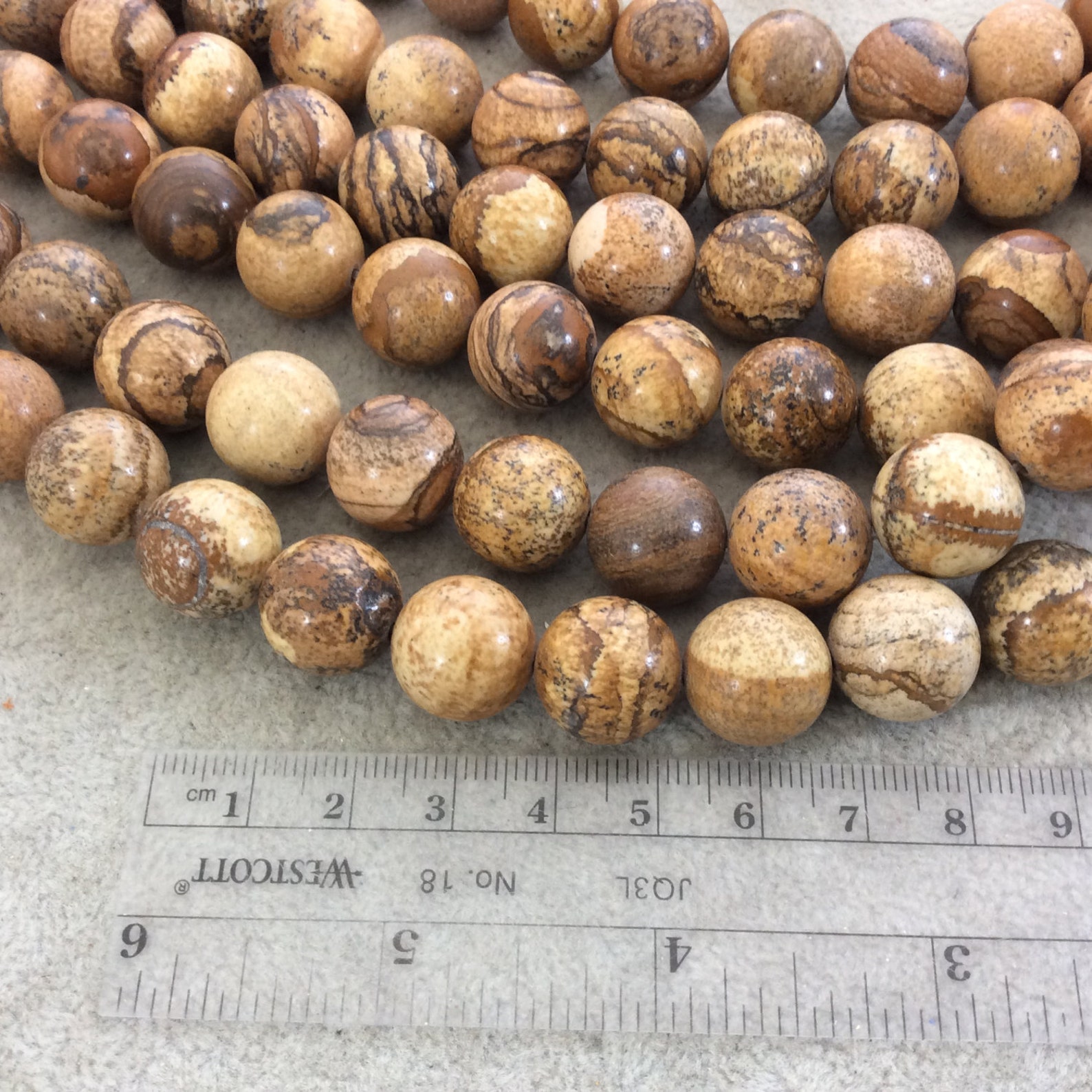 14mm Picture Jasper Beads: Smooth Round Gemstone Strand - Etsy