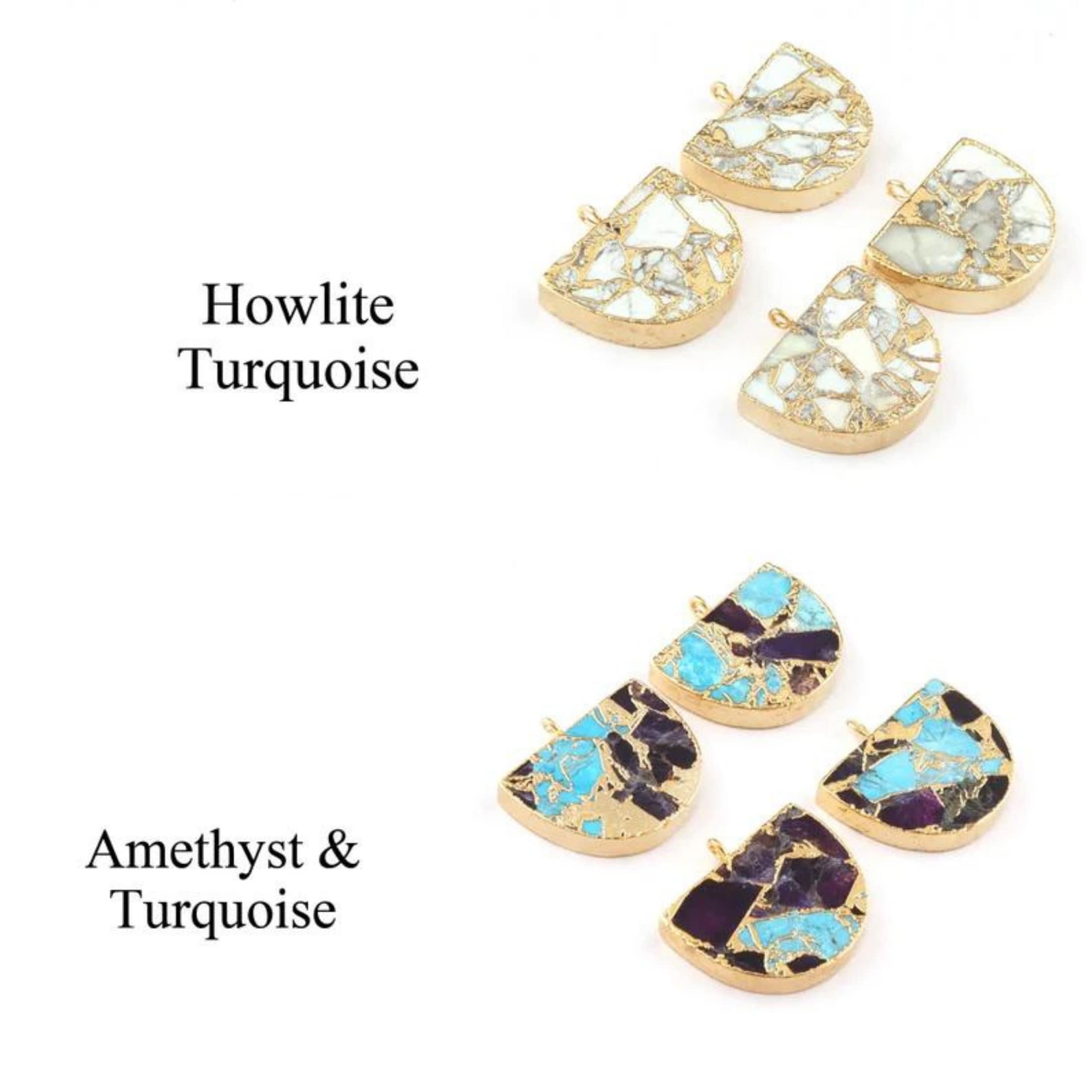Mojave Copper Turquoise Semi Circle Pendants: Electroformed Gemstone ...