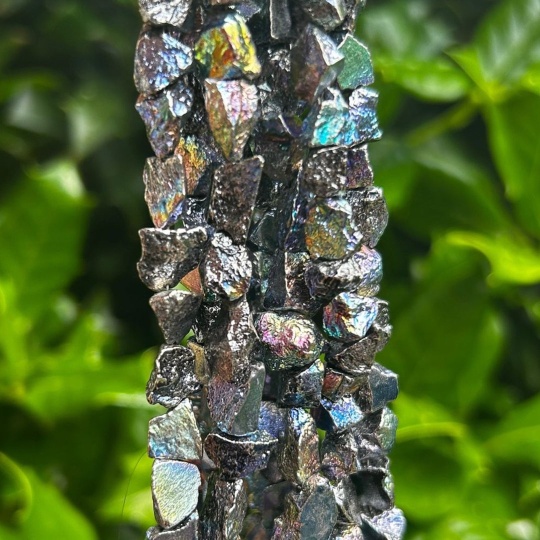 Blue Titanium Plated Pyrite Nugget Beads - 10mm Rough Chunk Gemstone ...