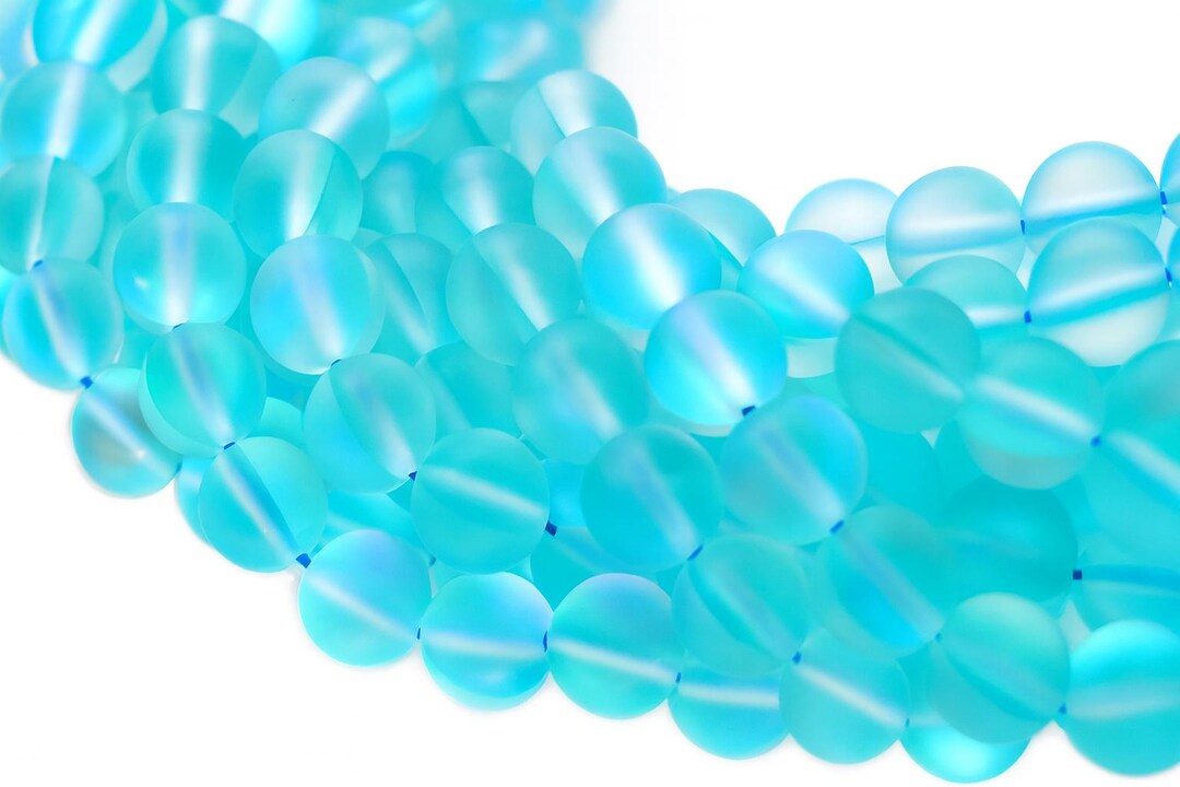 Turquoise Holographic Glass Beads: Synthetic Moonstone, Aura Quartz ...
