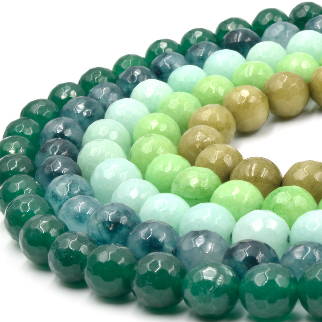 Faceted Dyed Green Jade Beads: 10mm Round Beads, 15.5" Strand - Etsy