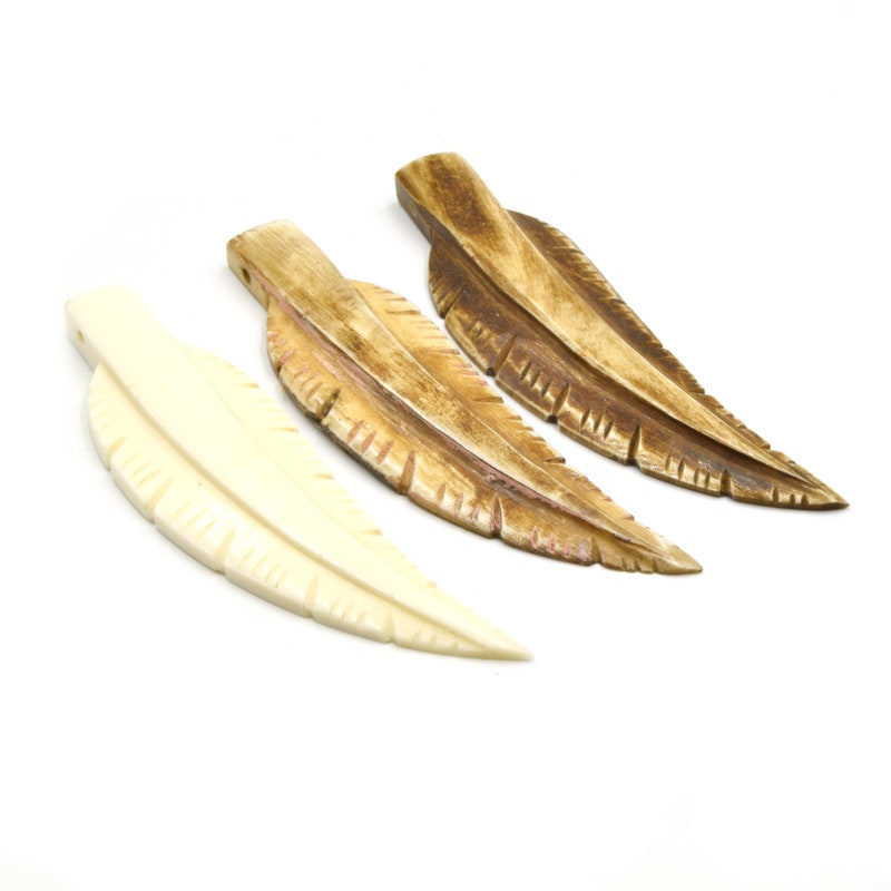 Bone Feather Pendant - Etsy