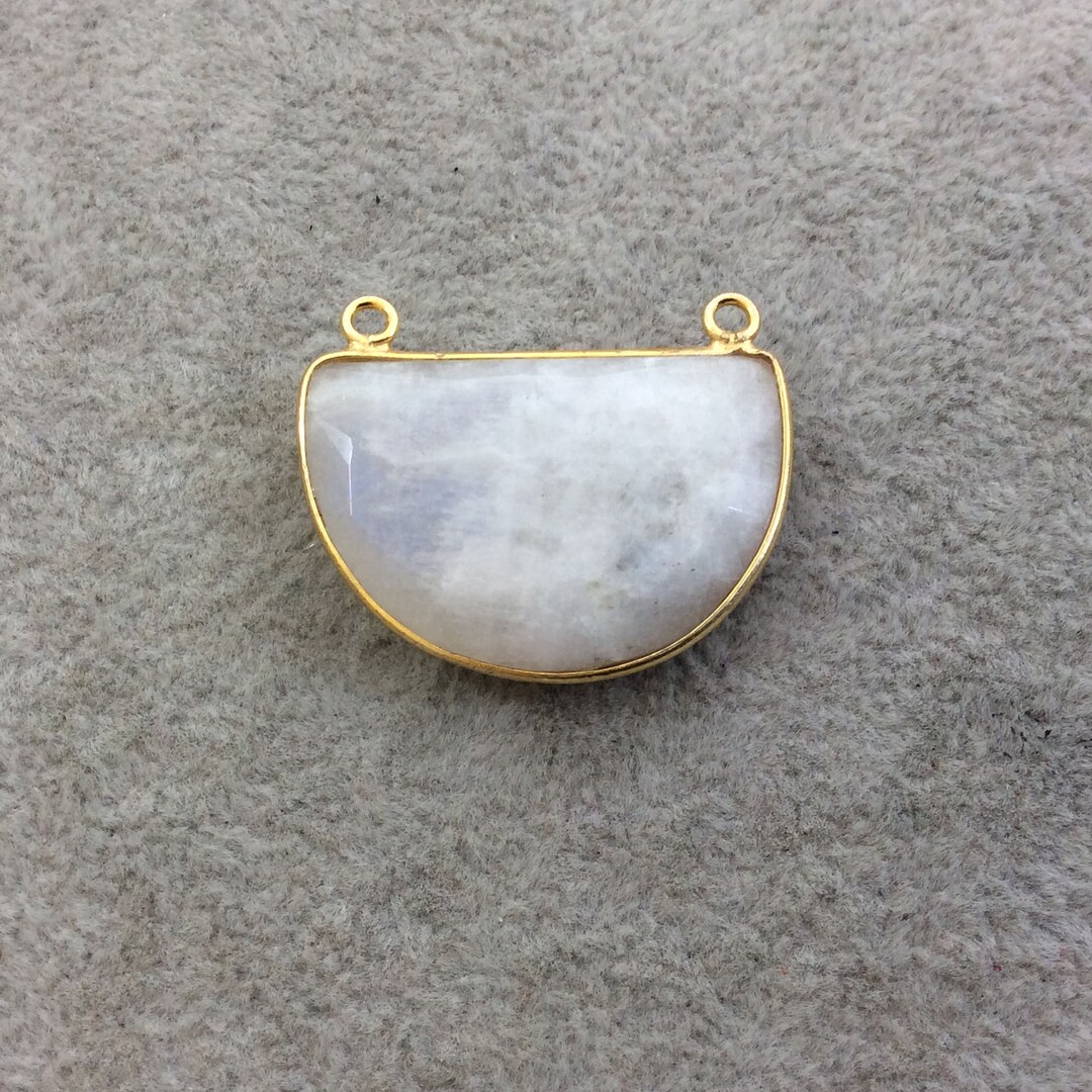 Moonstone Faceted Half Moon Shaped Pendant 30mm X 20mm Double Bail - Etsy