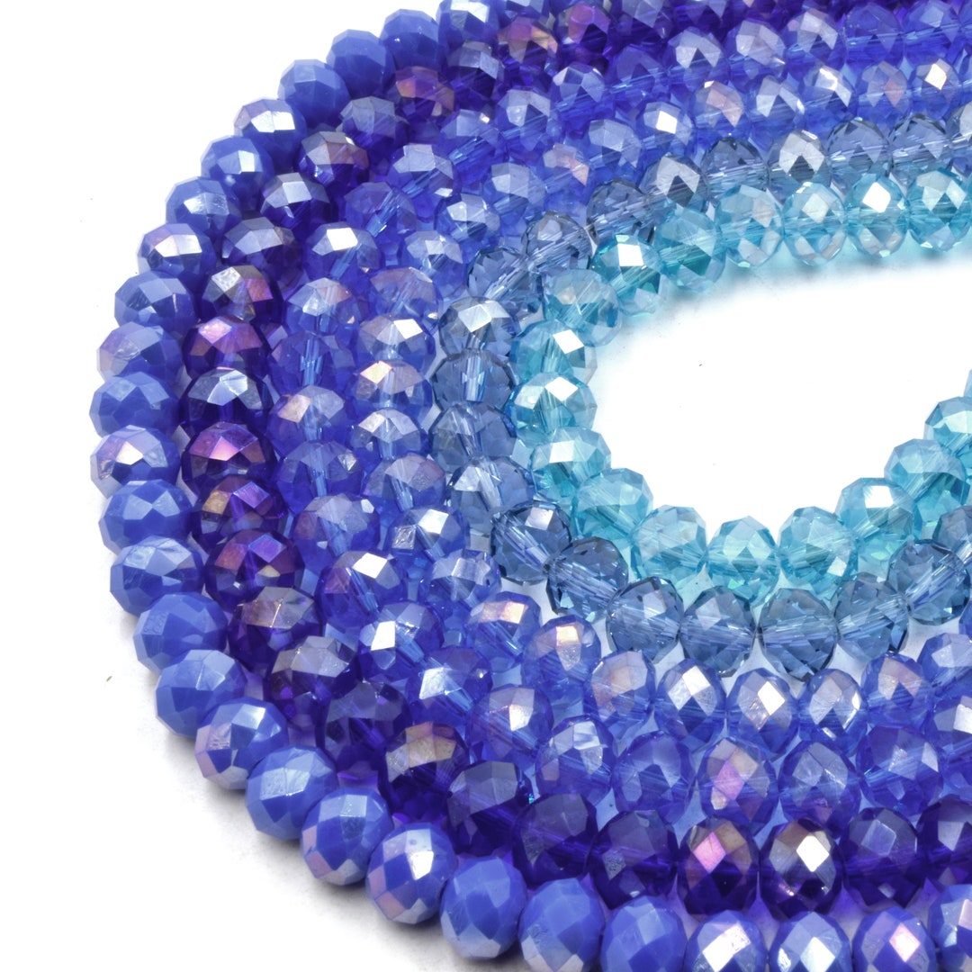 Blue AB Coated Crystal Beads: 8mm Faceted Rondelle Beads - Etsy