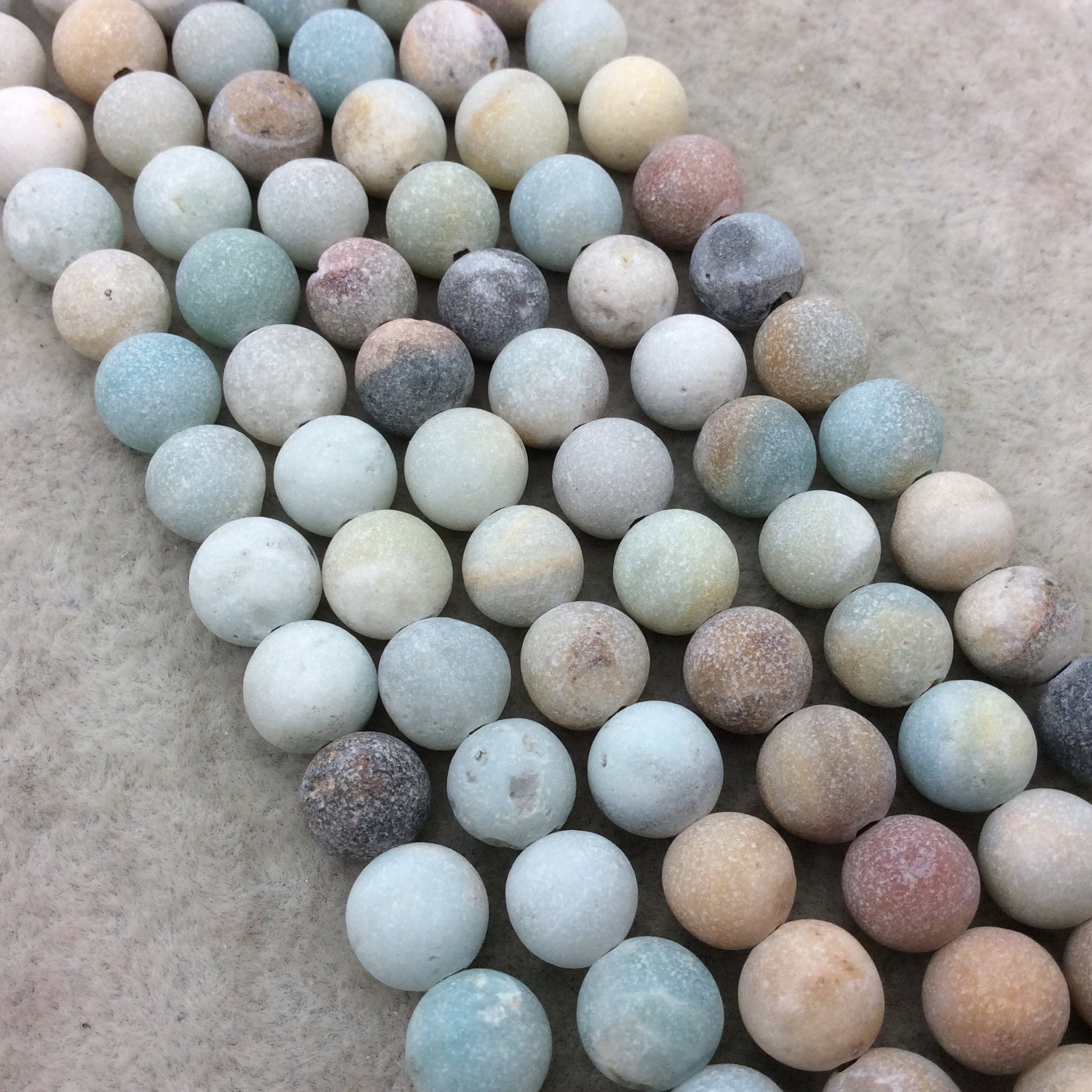 8mm Natural Rough Matte Finish Mixed Amazonite Round/ball Shape Beads ...