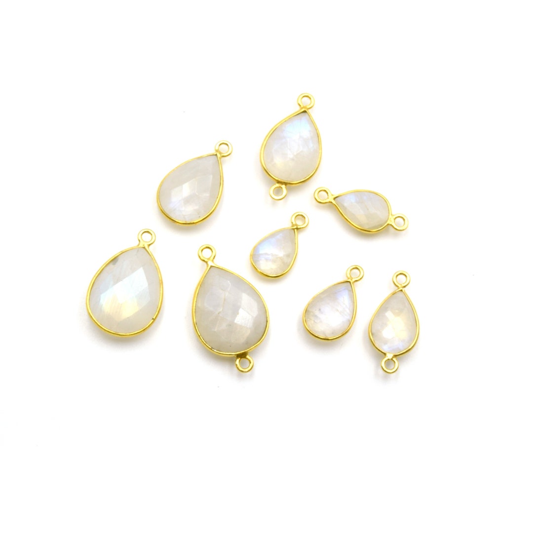 14k Gold Vermeil Teardrop Moonstone Bezels - Pendants and Connectors ...