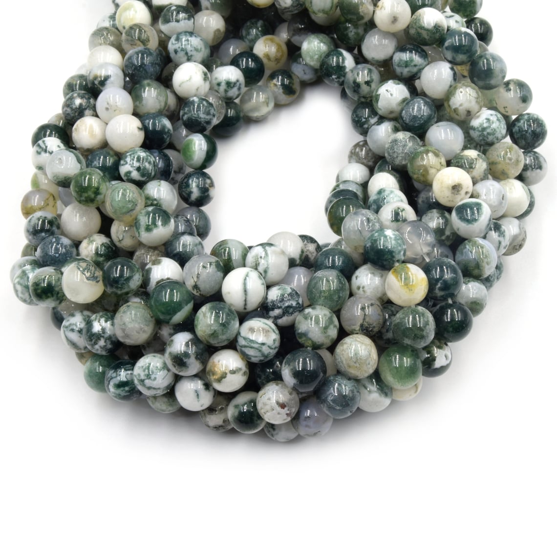 Tree Agate Beads: Smooth Round Natural Gemstone Beads - Etsy