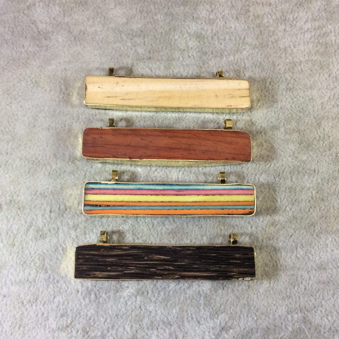 Natural Wood Bar Shaped Pendant - 61mm X 12mm Approximately - Sold ...