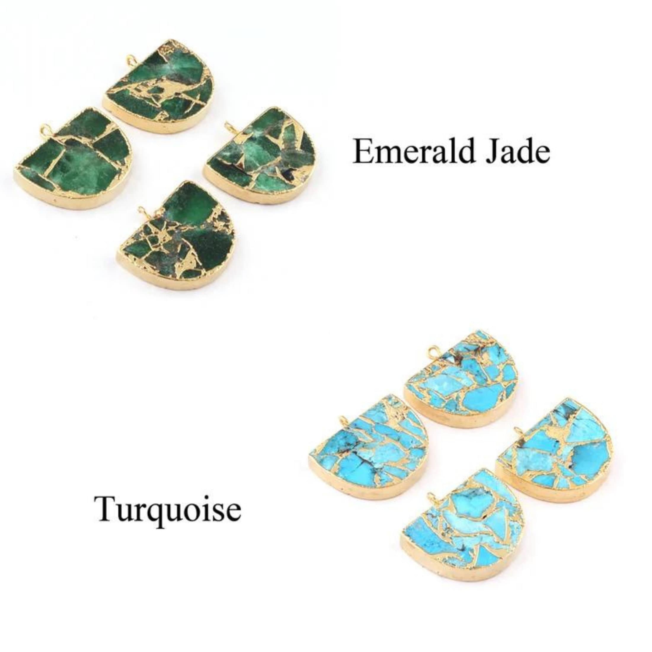 Mojave Copper Turquoise Semi Circle Pendants: Electroformed Gemstone ...