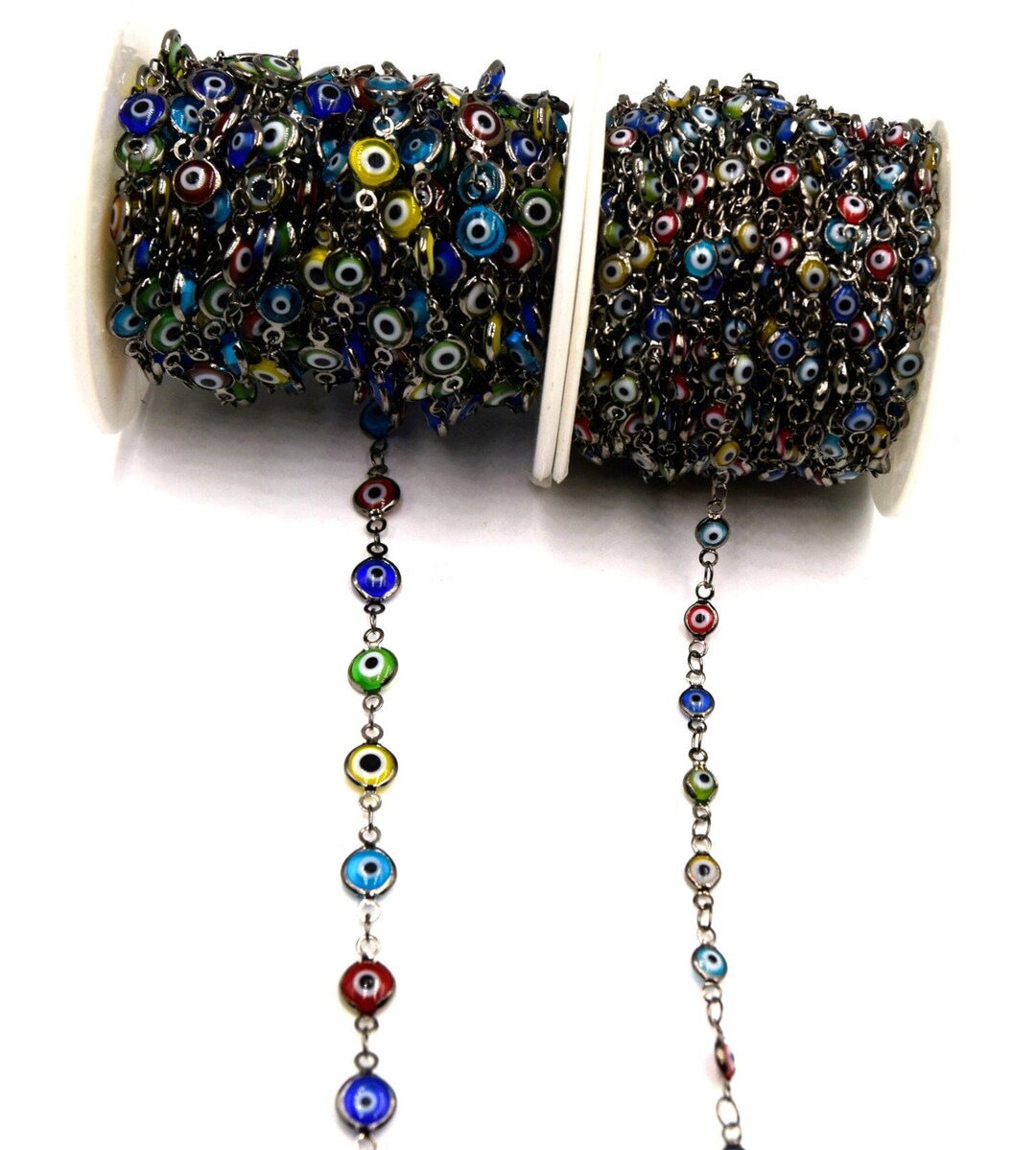 Evil Eye Link Chain - Gunmetal Rosary Chain - Wholesale Jewelry ...