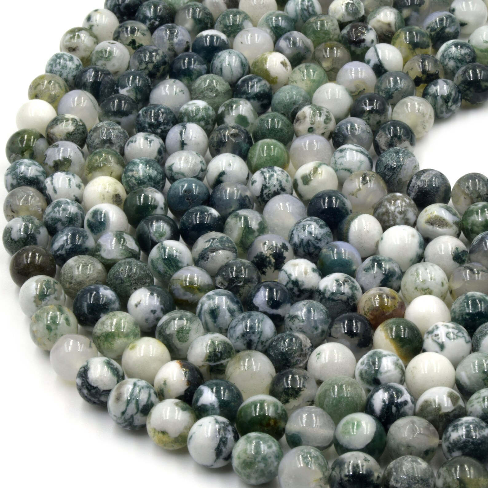 Tree Agate Beads: Smooth Round Natural Gemstone Beads - Etsy