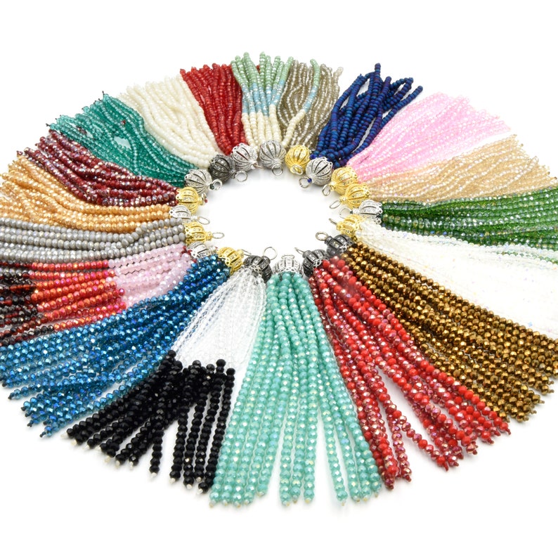 Crystal Beaded Tassel: Rhinestone Cap, Jewelry Making (10mm X 88mm) - Etsy