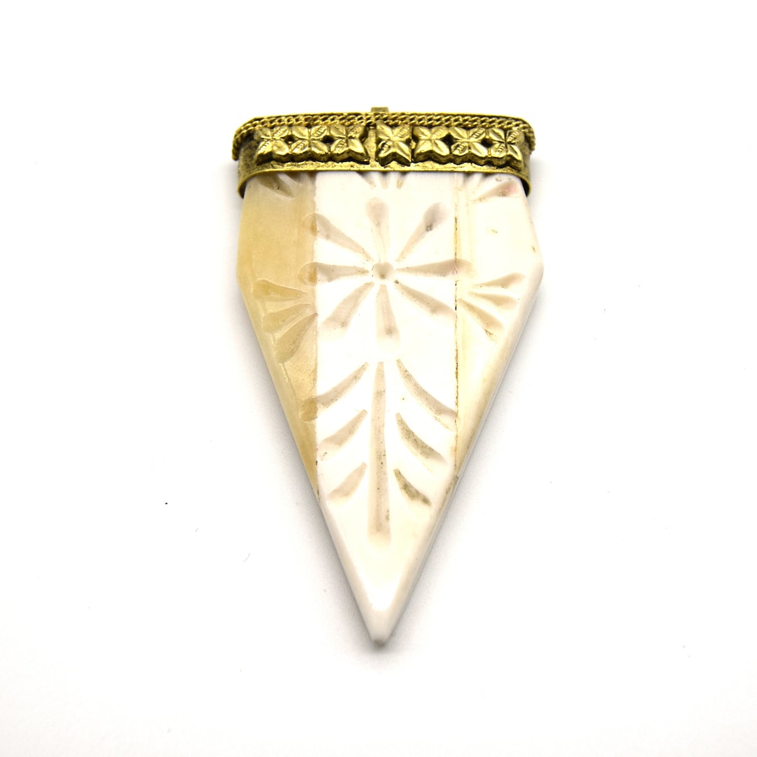 Carved Ox Bone Arrow Pendant With Gold Cap (40mm X 70mm) - Etsy
