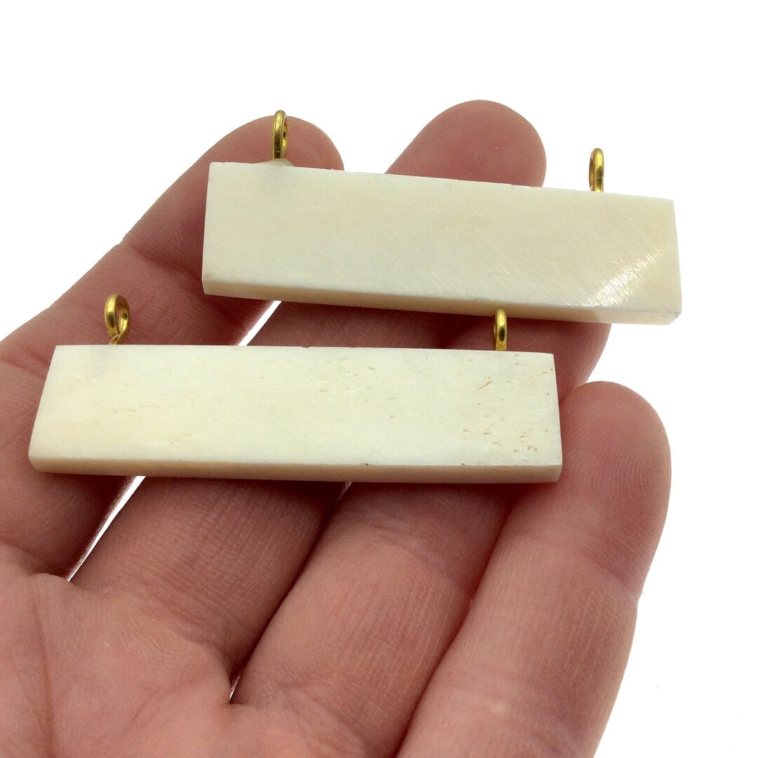 White/off White Horizontal Rectangle Shaped Natural Bone Focal Pendant ...