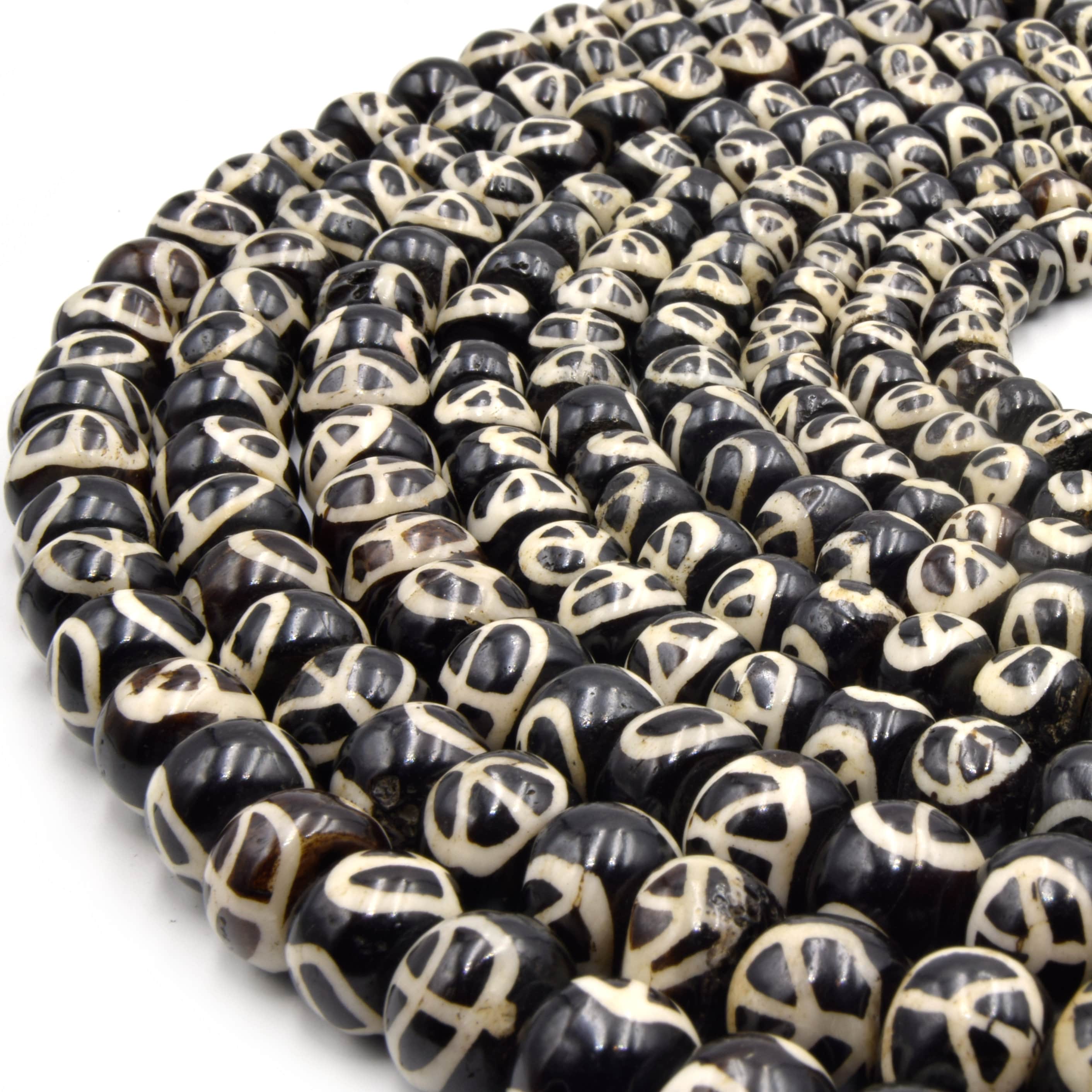 Hand Painted Peace Sign Bone Beads: Rondelle Jewelry Supplies - Etsy