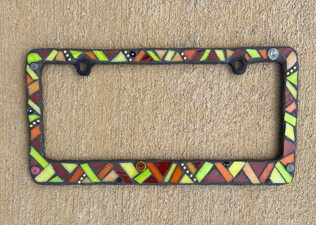 Bad Traffic mosaic Glass License Plate Frame - Etsy