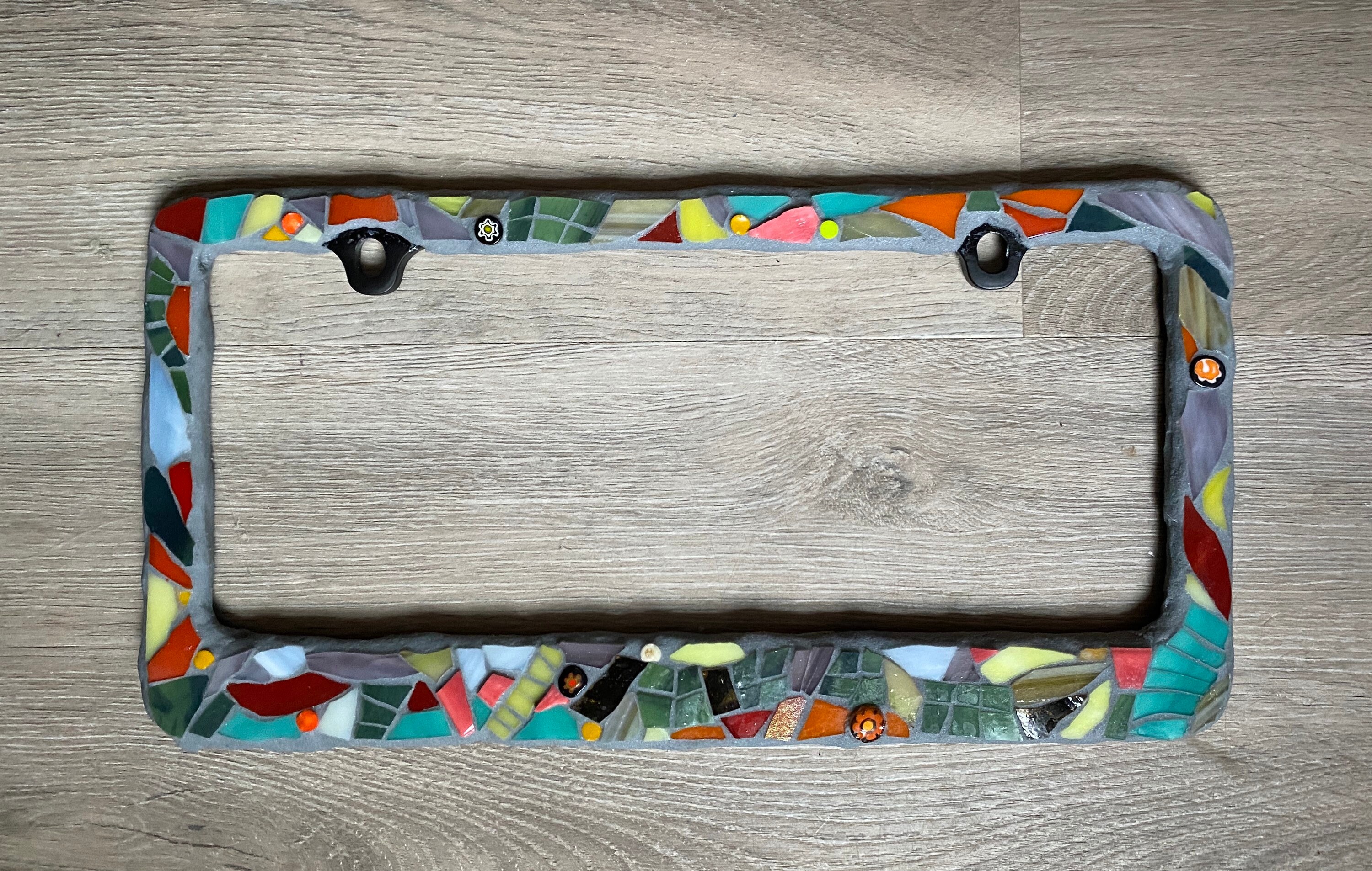 Spring Flow-Mosaic glass license plate frame Mosaics Art & Collectibles ...