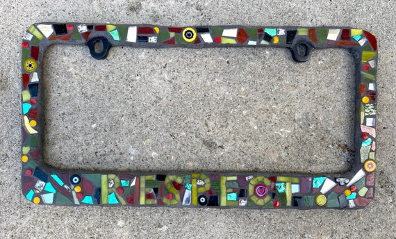 Spring Flow-Mosaic glass license plate frame Mosaics Art & Collectibles ...