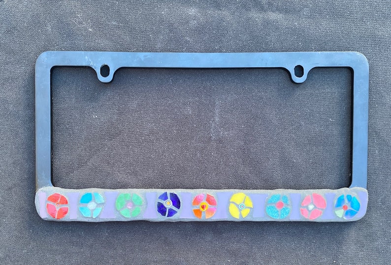 Spring Flow-Mosaic glass license plate frame Mosaics Art & Collectibles ...