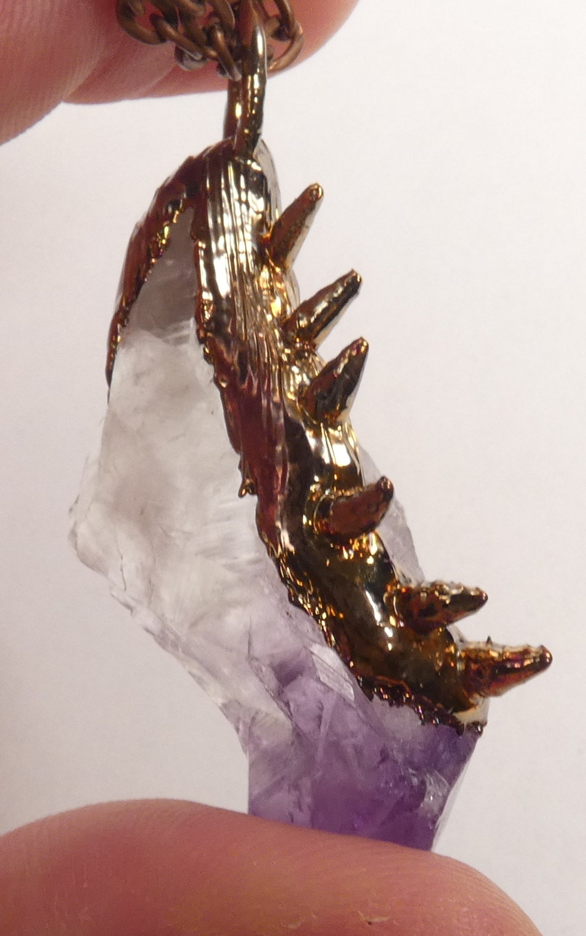 Electroformed Copper Pendant Spiky Raw Amethyst Crystal - Etsy