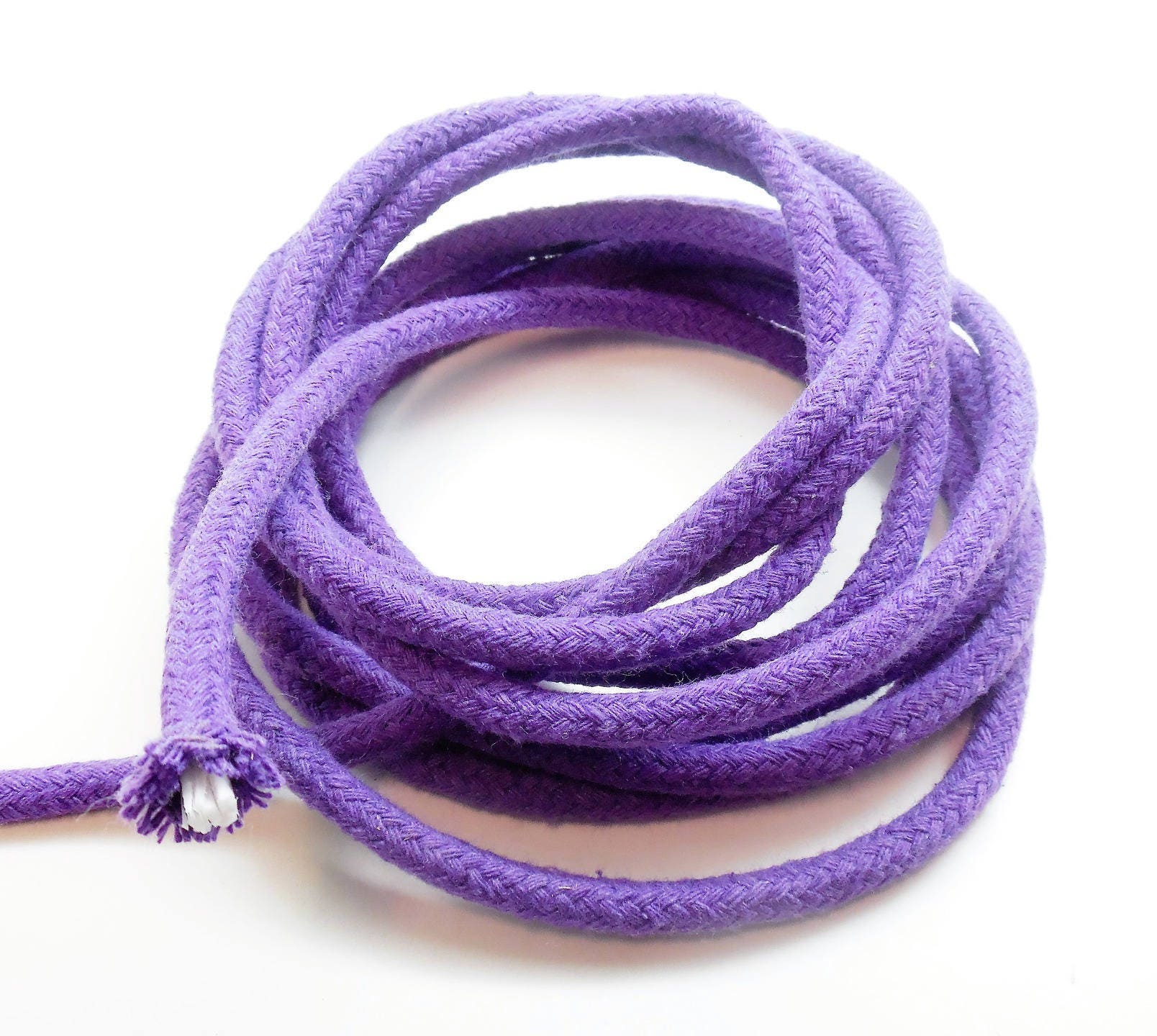 1 meter of purple cotton braided rope 6 mm | Etsy