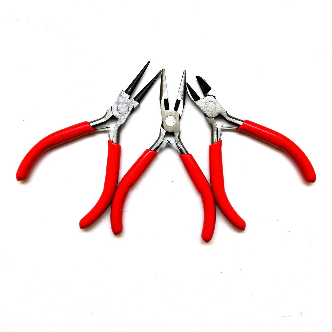 Red Jewelry Pliers Set of 3 With Flat, Non-ribbed, Cutting and Round ...