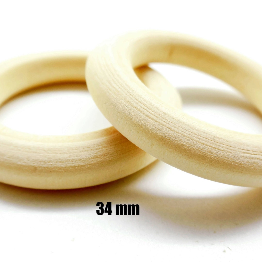Rings Connectors Natural Wood Set of 10, 34 Mm - Etsy