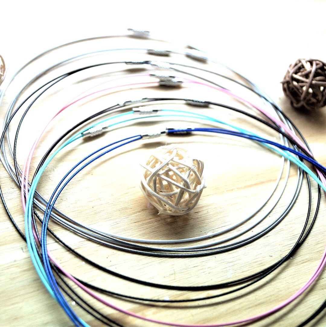 Collier ras de cou acier inoxydable gainé par lot de 5, diamètre 14,5 ...