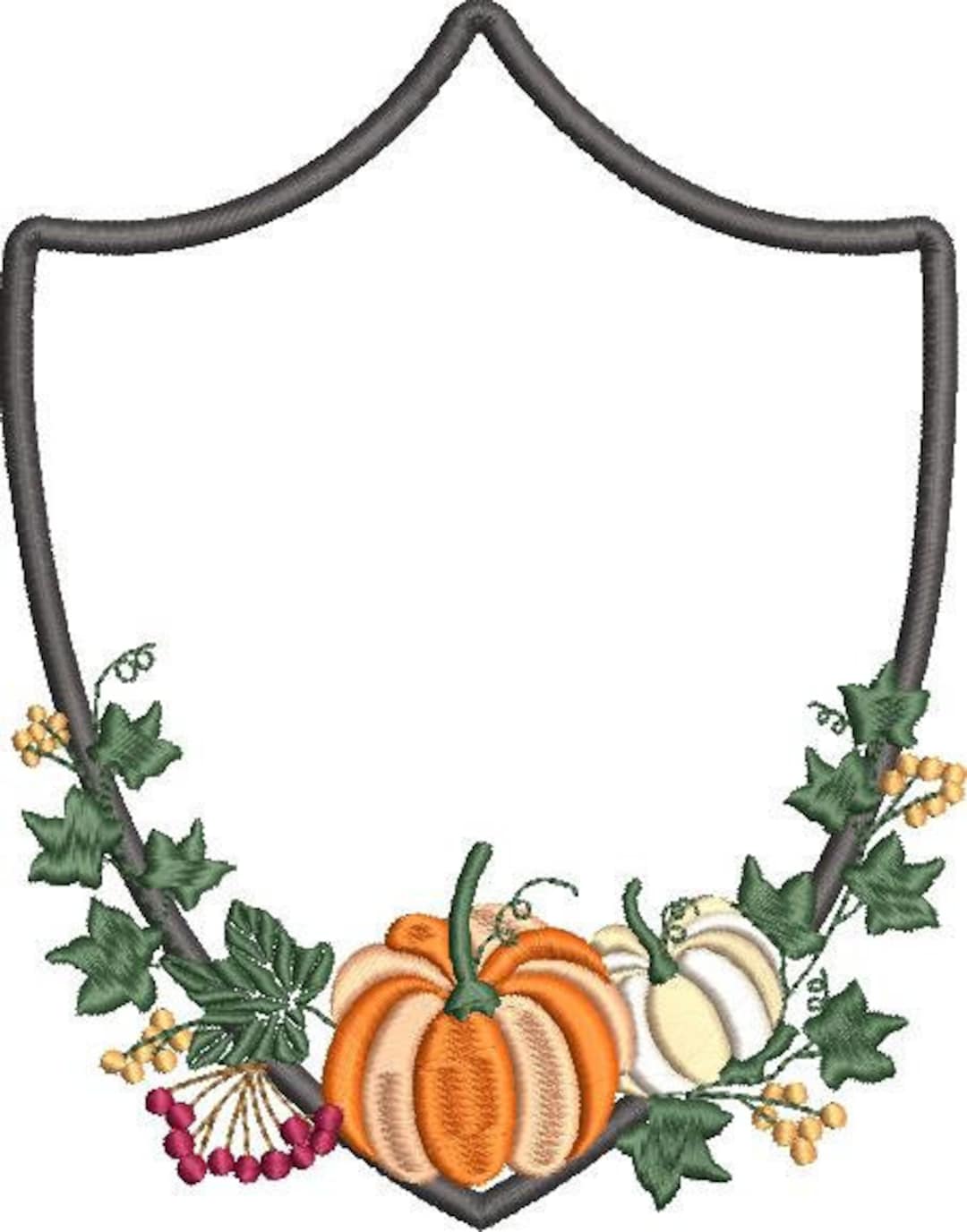 Pumpkin Crest and Garland - Embroidery File - Digital - Embroidery ...