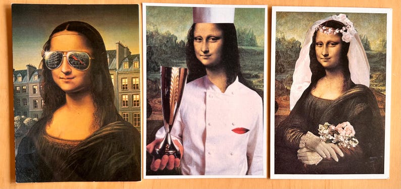 MONA LISA Cards Lot of 3 Unused Postcards La Giaconda Spoofs Funny ...