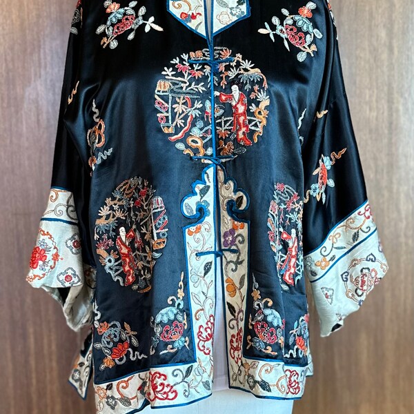Antique Silk Embroidered Jacket - Etsy