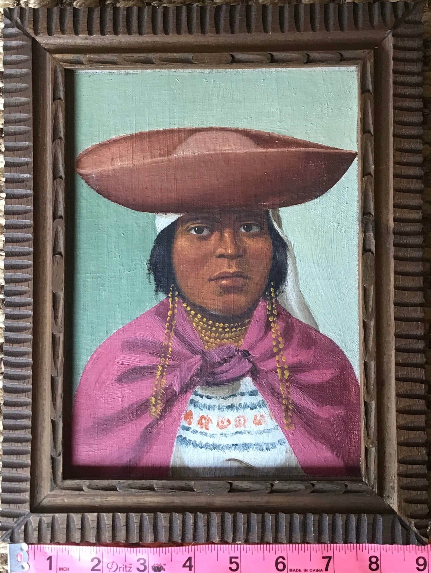 PERU Ethnic Indian Quechua Hand Painted Pair of Framed Midcentury ...