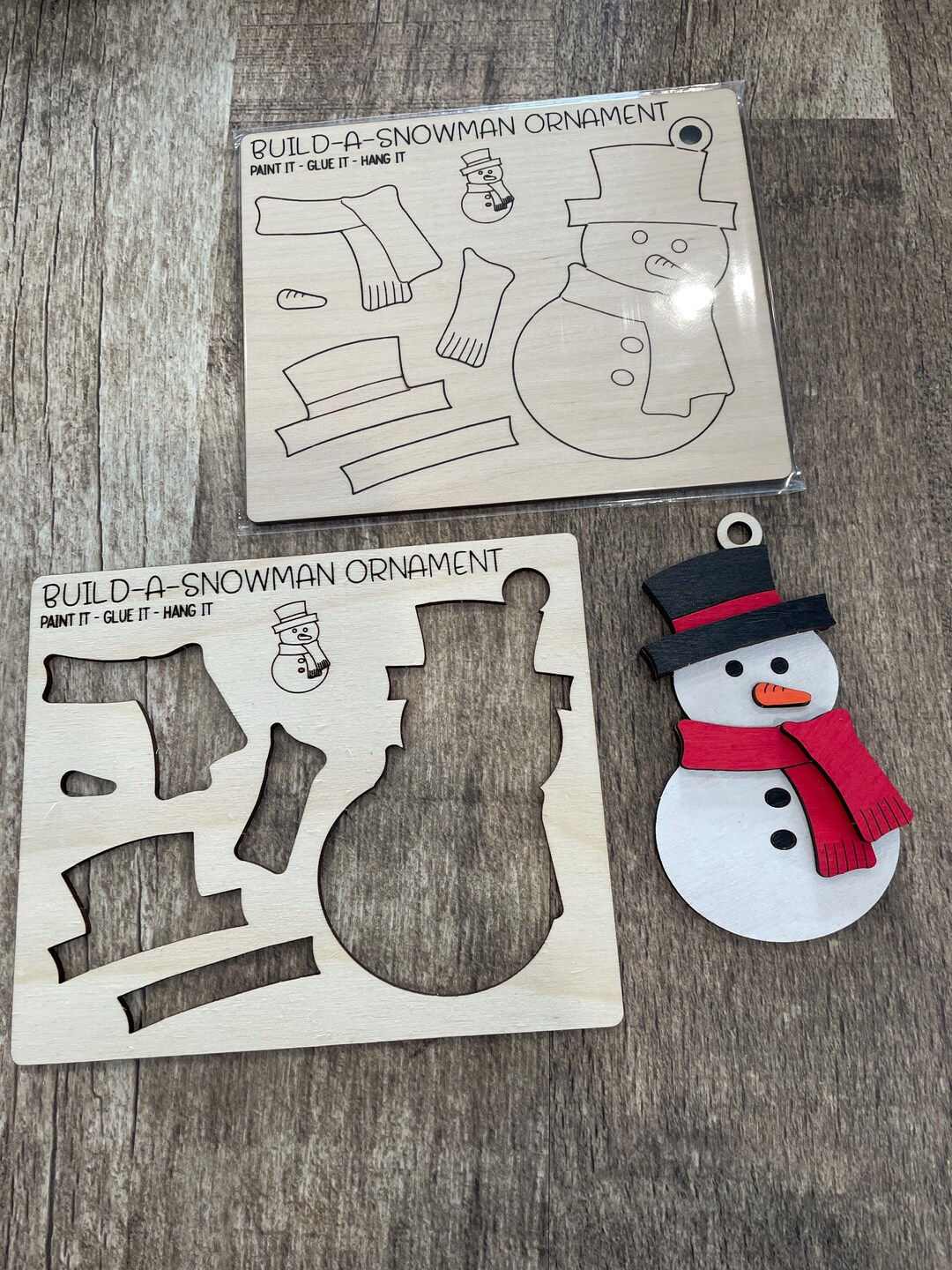 DIY Kids Christmas Craft Build A Snowman Ornament (paint Your Own) - Etsy