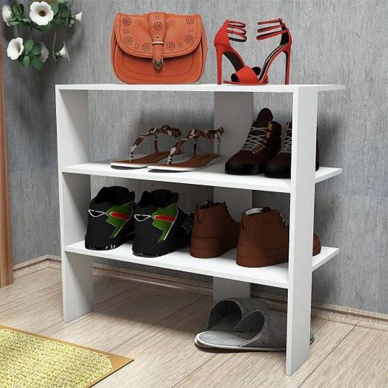 Wood Shoe Rack-shelf 8 Pairs Color White 57x31x55cm | Etsy