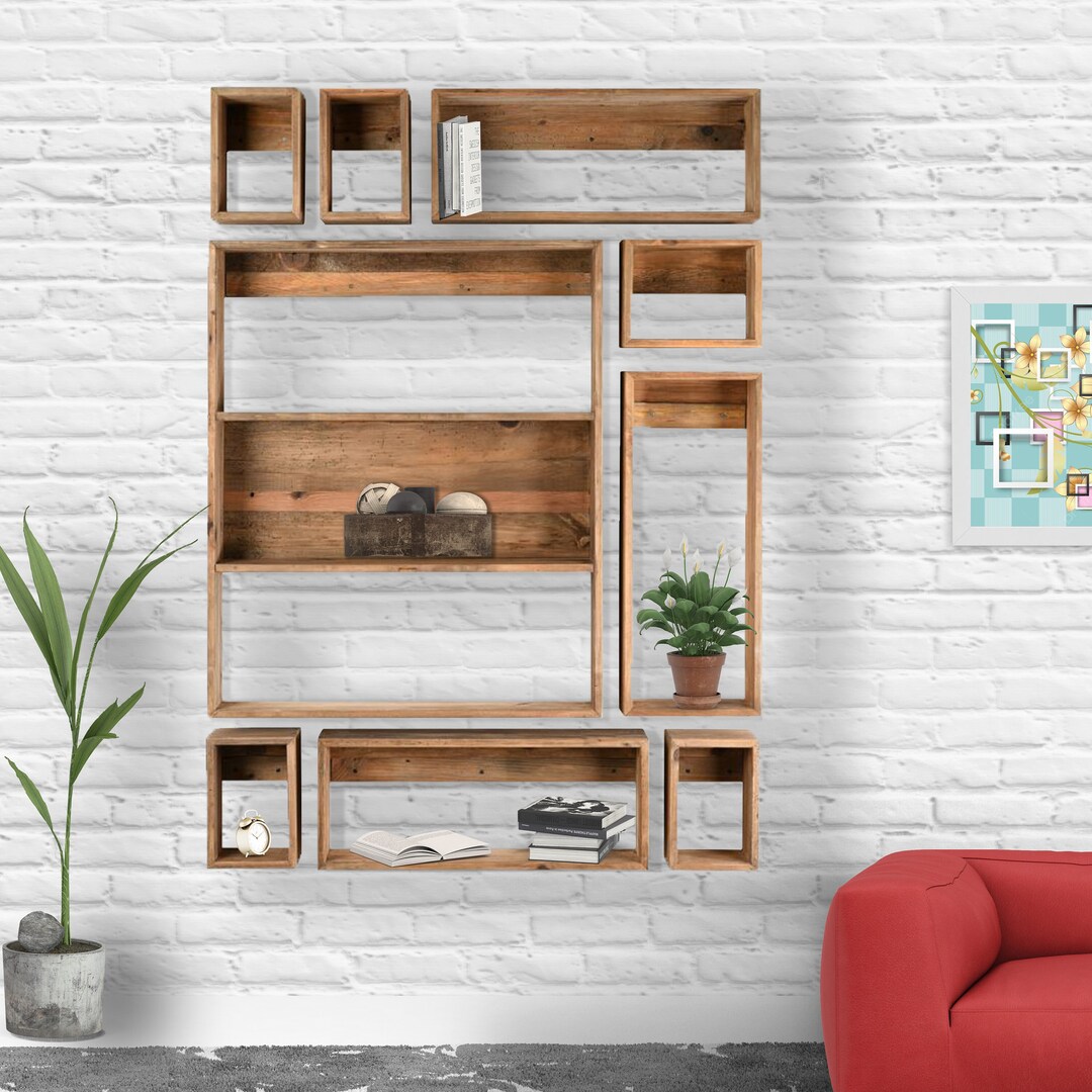 Rustic Floating Wall Bookcase Handcrafted Shelf for Stylish Storage ...