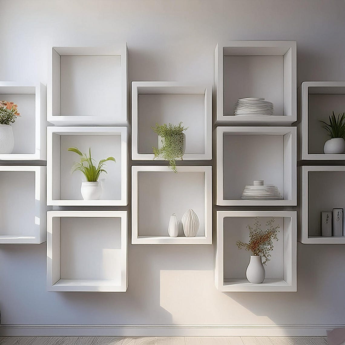 Square Wall Shelves: Modern Cube Bookshelves, Living Room Furniture - Etsy