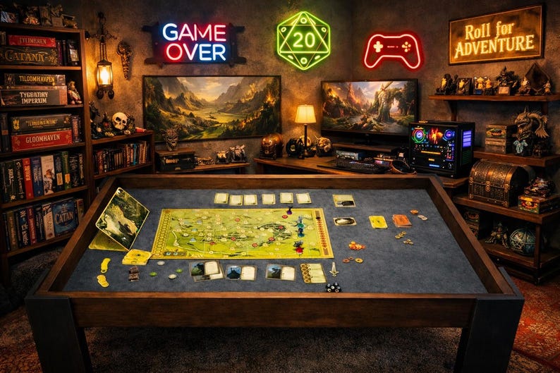 Handmade Board Game Table for Dnd RPG With Felt Gaming Surface - Etsy UK