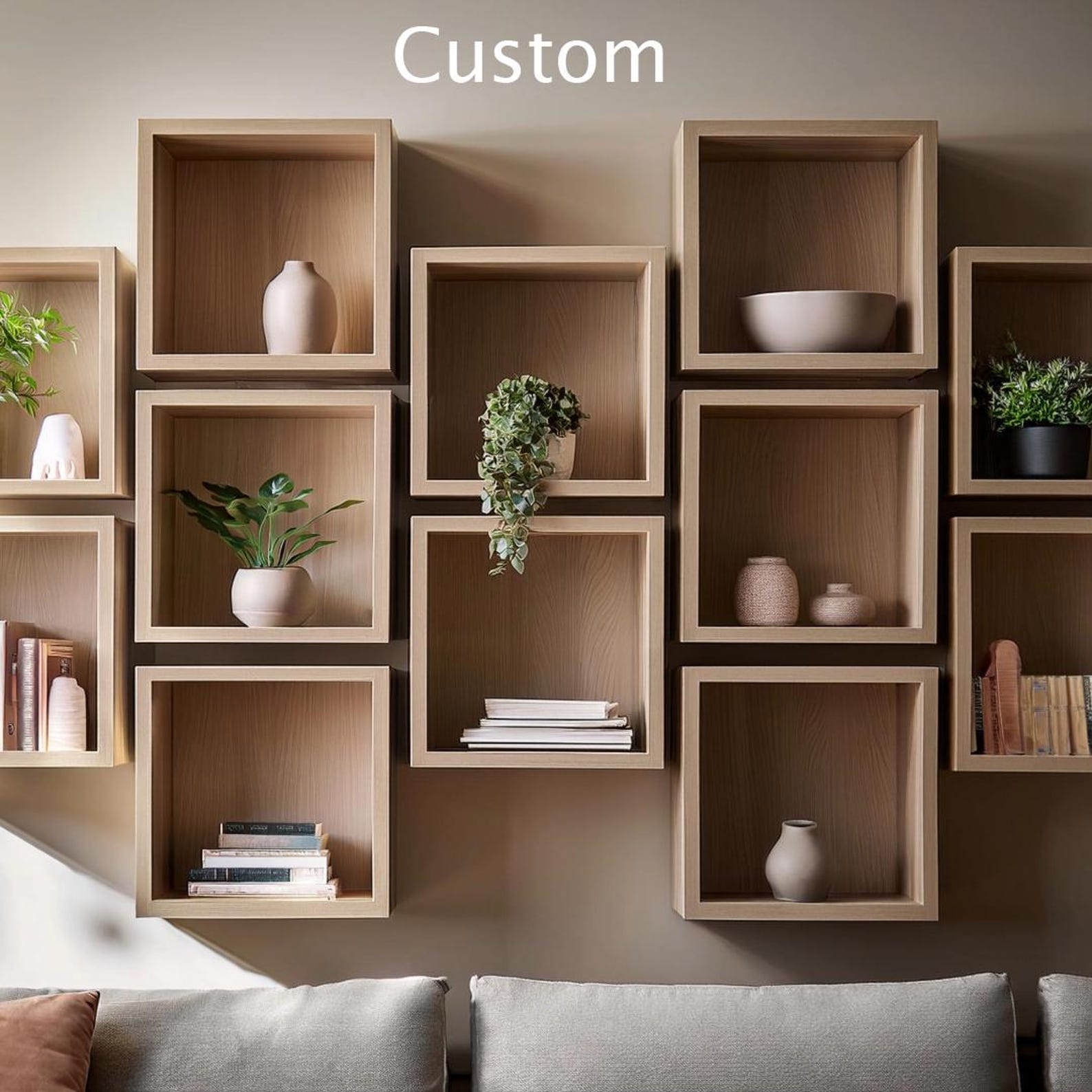Square Wall Shelves: Modern Cube Bookshelves, Living Room Furniture - Etsy