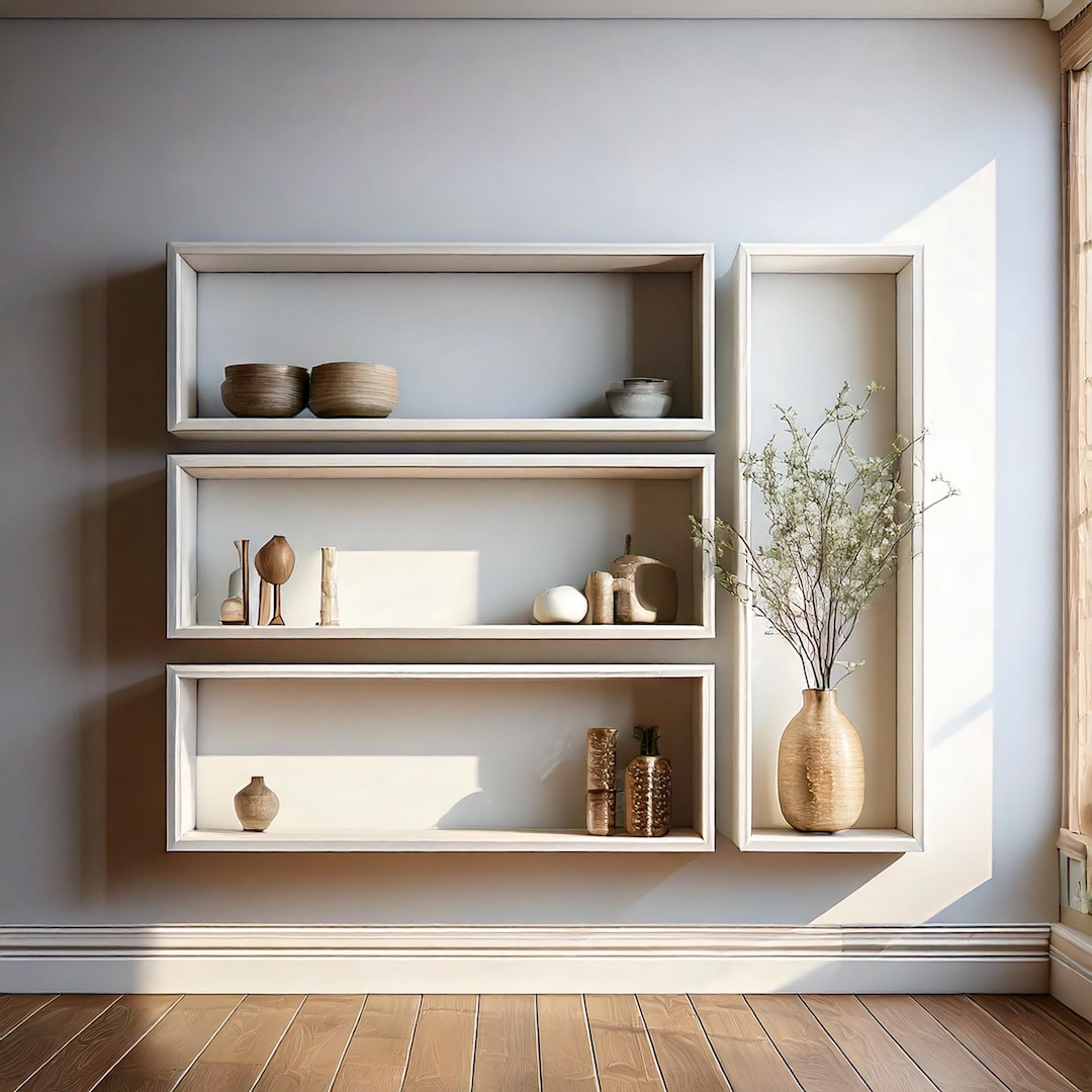 Handmade Floating Wall Bookshelf – Modern Minimalist Design for Living ...