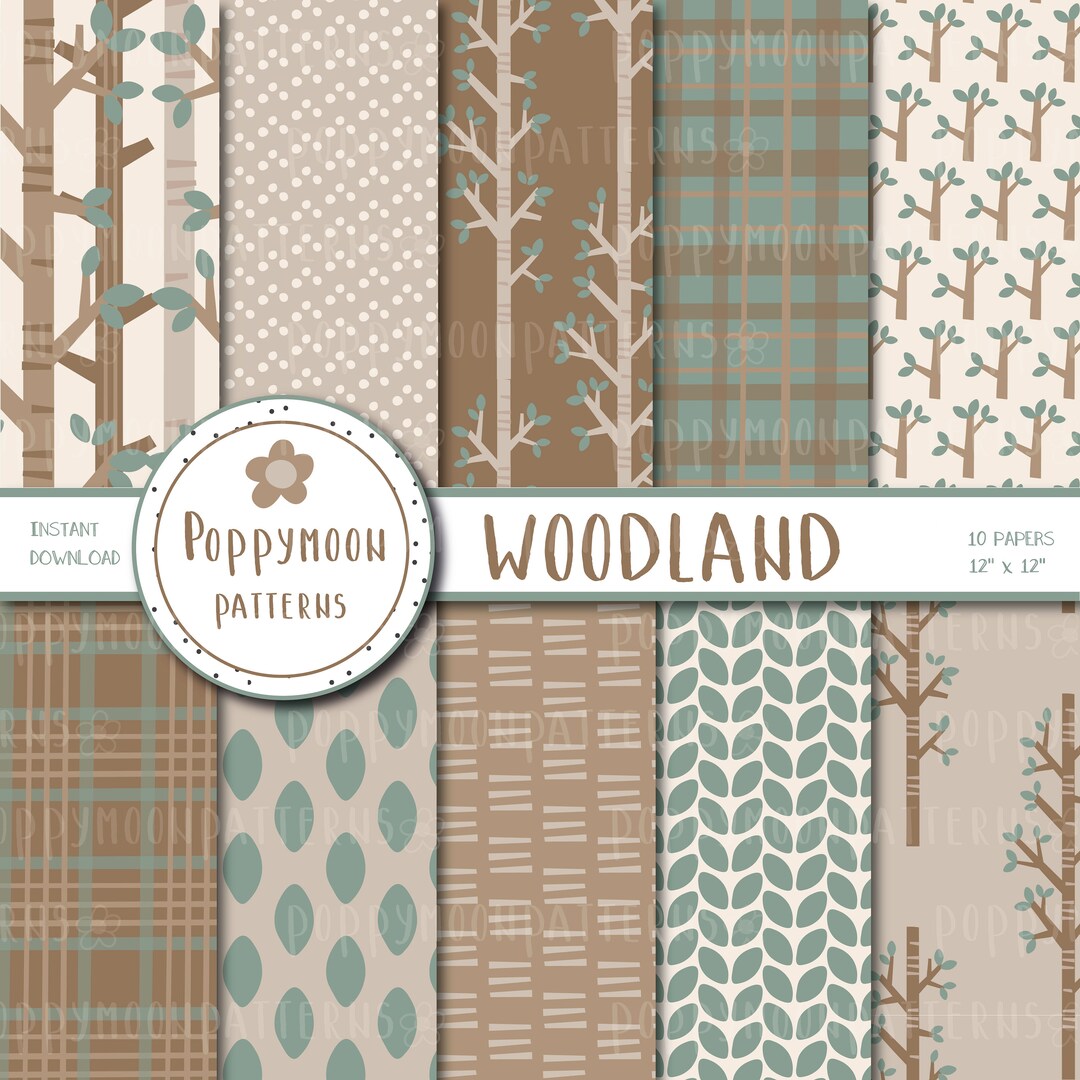 Woodland, Digital Paper Set - Etsy