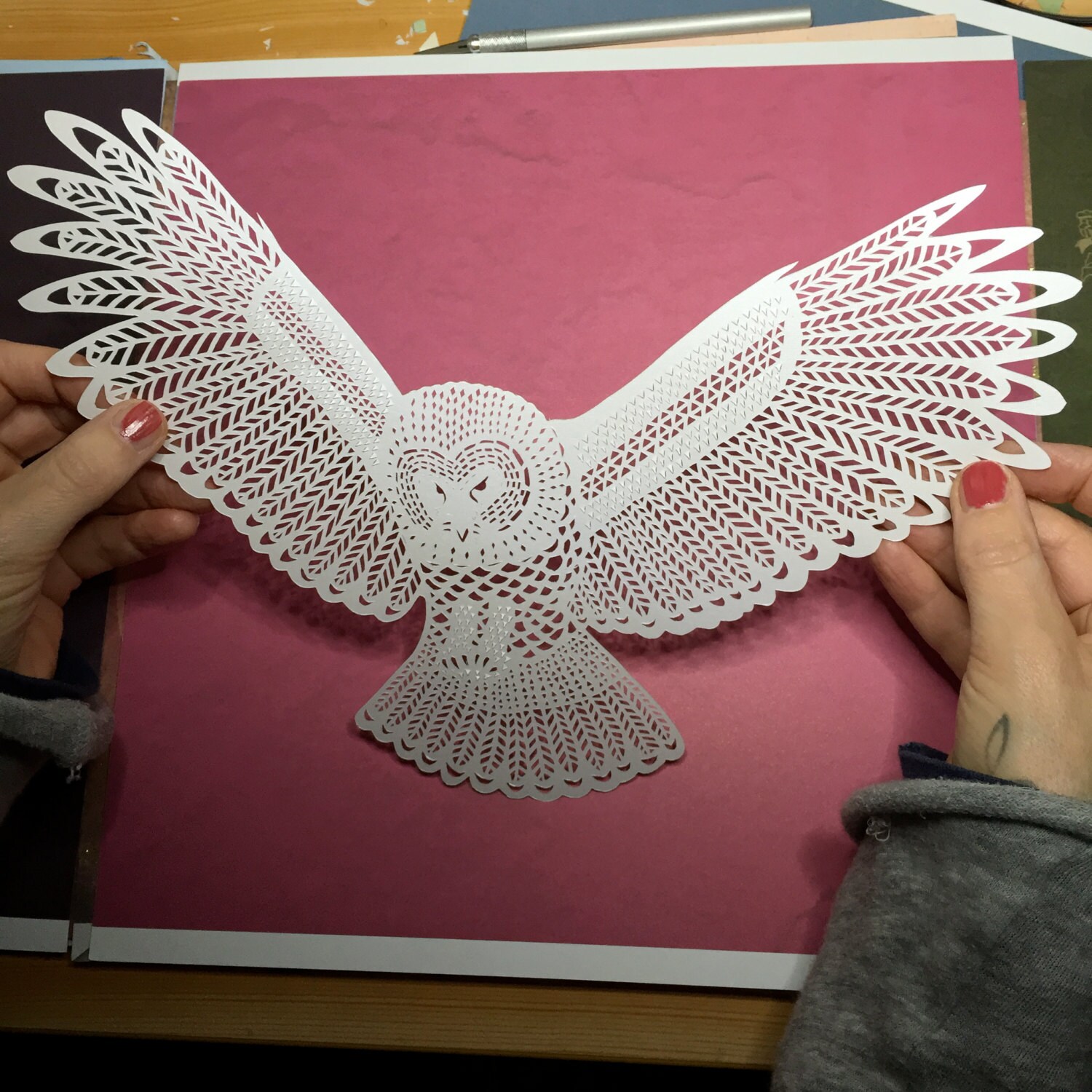 Papercut Owl Beautiful Detailed Owl Cut From Pearl White Etsy Uk