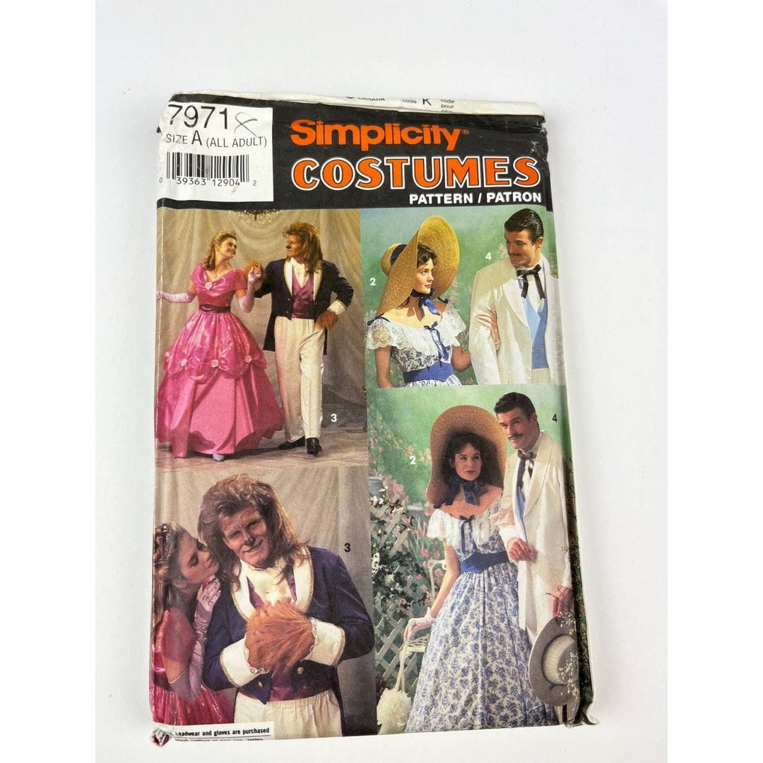 Vintage 1992 Simplicity Costume Pattern 7971 Size A All Adult LARP ...