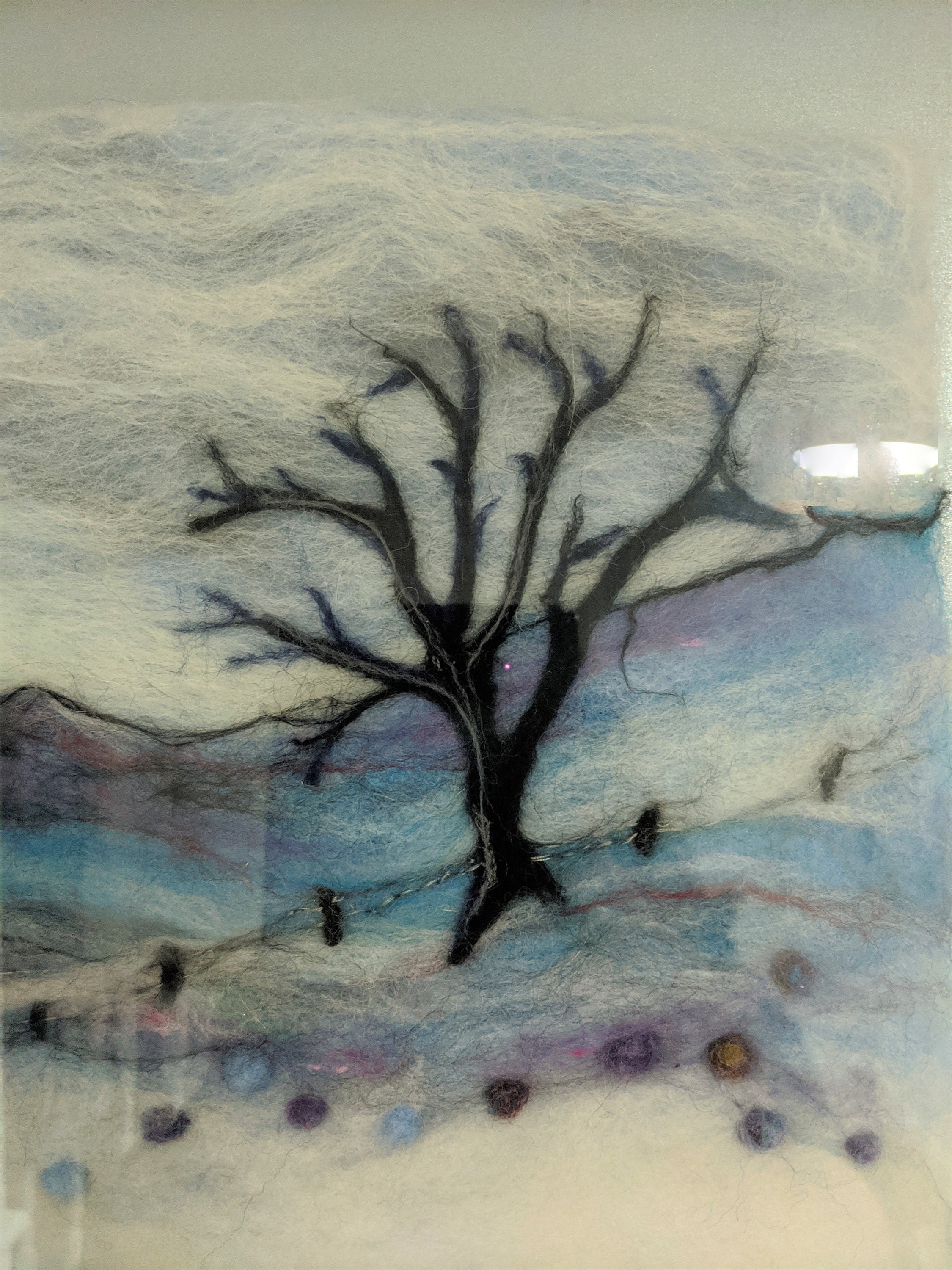 Needle felted winter hillside scene, original textural snowy felt ...