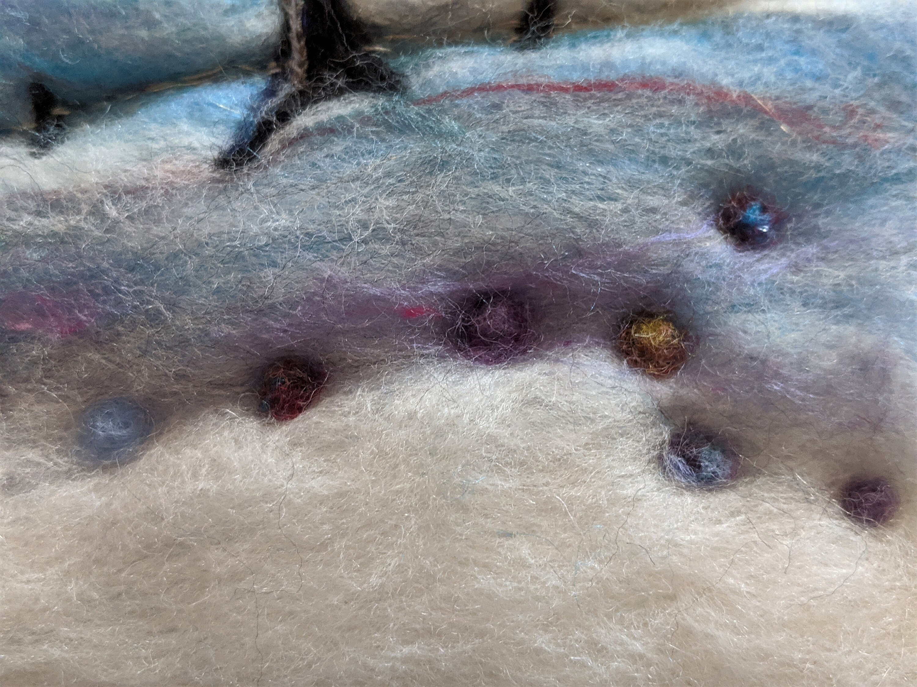 Needle felted winter hillside scene, original textural snowy felt ...