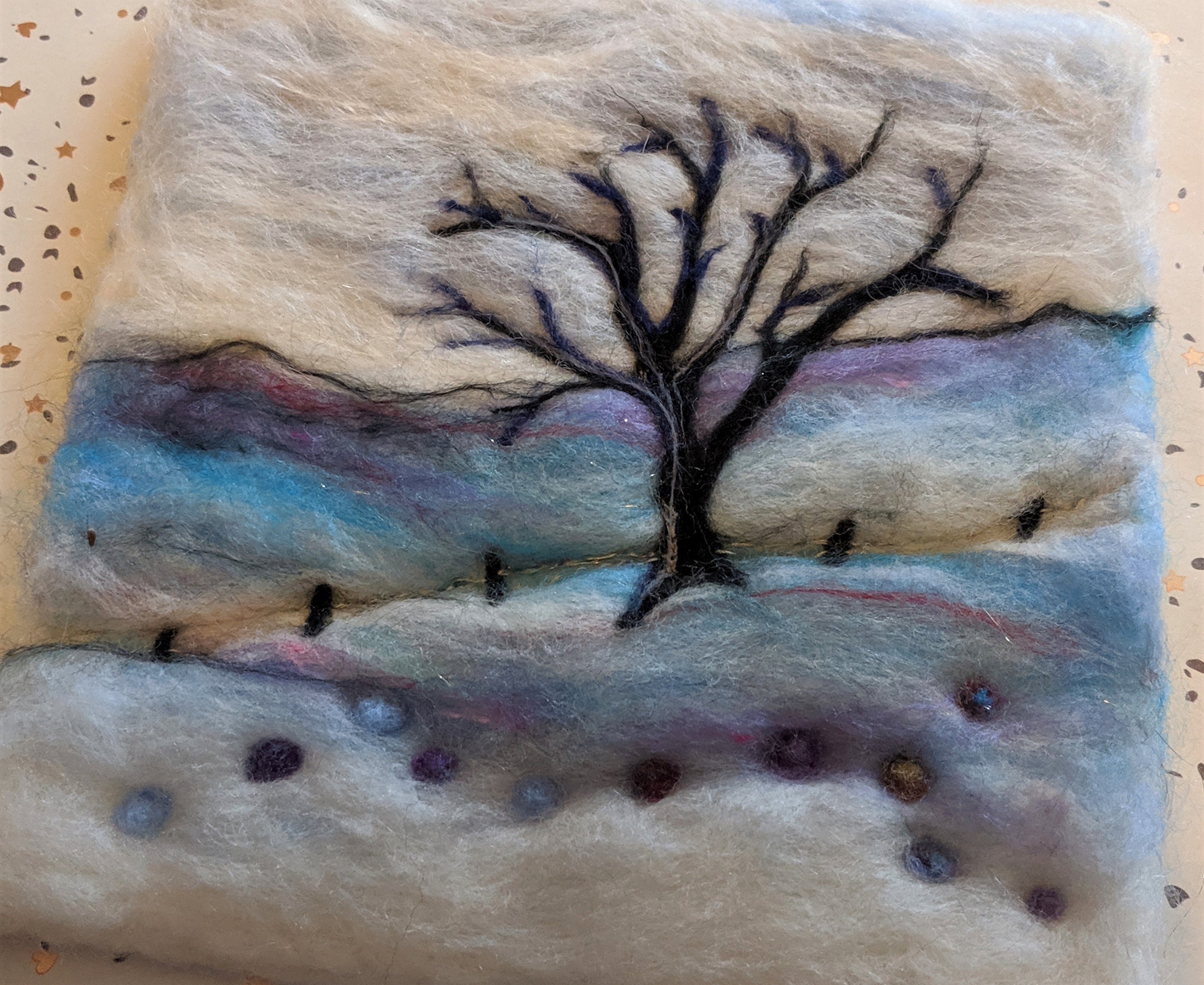 Needle felted winter hillside scene original textural snowy - Etsy.de
