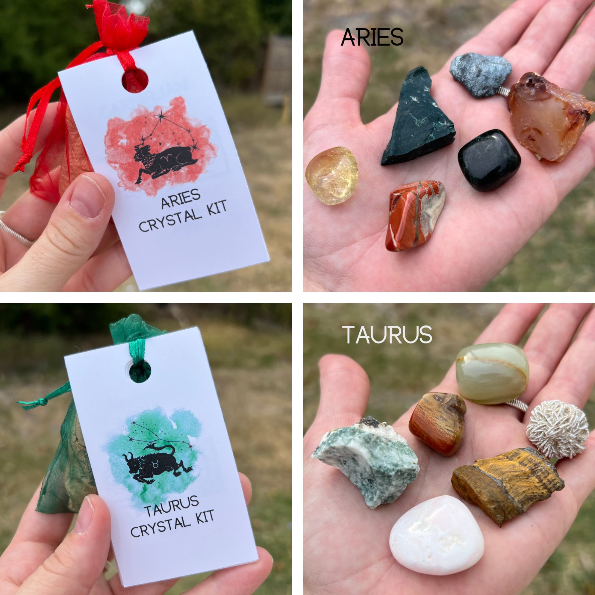 Zodiac Crystal Kit With 6 Stones in Organza Bag - Zodiac Gemstone Set ...