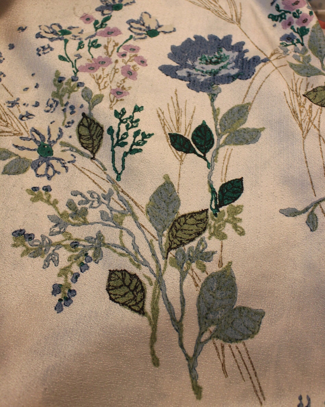 Vintage Mid Century Fiberglass Curtain Fabric Floral Aqua, Blues, Green ...